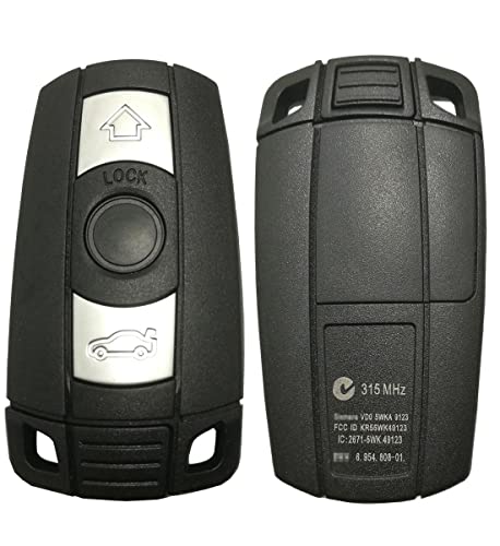 3 Buttons Keyless Remote Car Key Fob Fit for BMW 3 5 Series X5 X6 315MHz KR55WK49127 KR55WK49123 (Black)