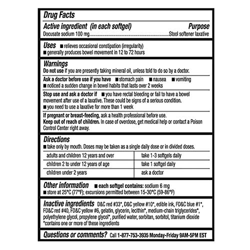 Kirkland Signature ™ Stool Softener Docusate Sodium 100 Mg 400 Softgels