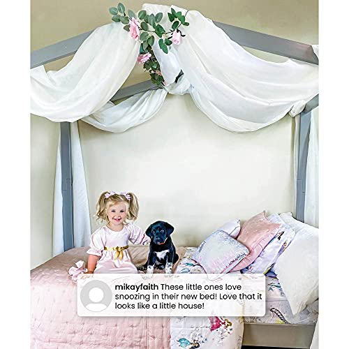 Delta Children Poppy House Wood Twin Bed, Platform Bed - No Box Spring Needed, Blush Pink