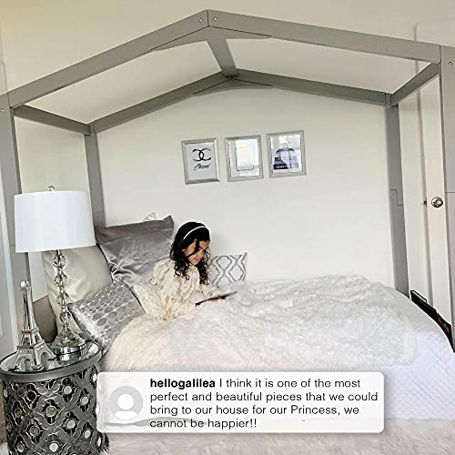 Delta Children Poppy House Wood Twin Bed, Platform Bed - No Box Spring Needed, Blush Pink