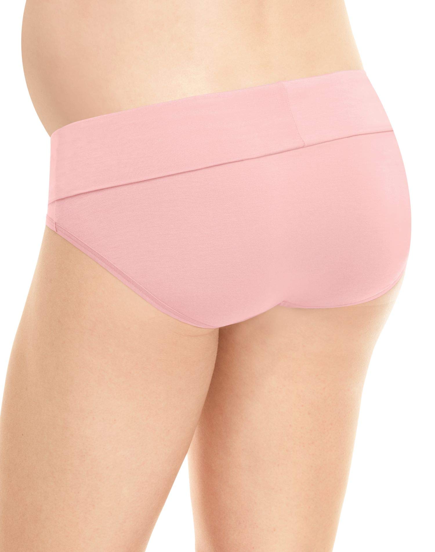 Playtex Women's Maternity Fold Down Modern Brief Panties 3-Pack, Crystal Grey Heather/Cafe Blue Lait/Black, Large