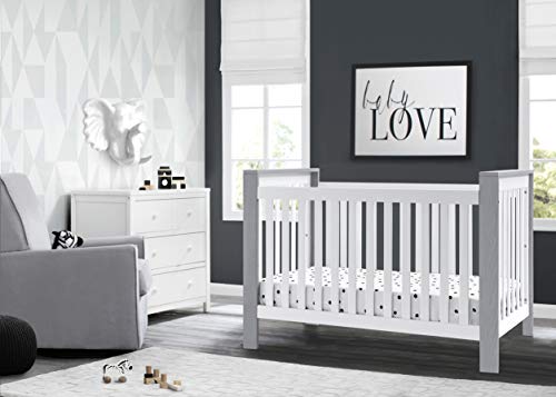 Delta Children Miles 4-in-1 Convertible Crib, Greenguard Gold Certified, Bianca White/Textured Cloud