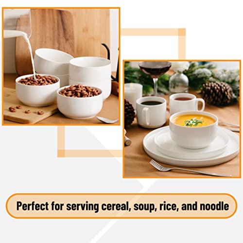 Brew To A Tea BTaT- White Cereal Bowls, Set of 6, 22 Ounces, itchen Bowls, Soup Bowls, White Bowls, Salad Bowls, Cereal Bowl, Salad Bowl Set, Microwave Safe Bowls, Rice Bowls, Bowls Set, Dinner Bowls