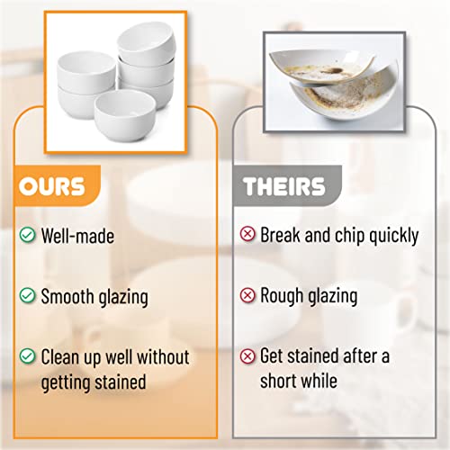 Brew To A Tea BTaT- White Cereal Bowls, Set of 6, 22 Ounces, itchen Bowls, Soup Bowls, White Bowls, Salad Bowls, Cereal Bowl, Salad Bowl Set, Microwave Safe Bowls, Rice Bowls, Bowls Set, Dinner Bowls