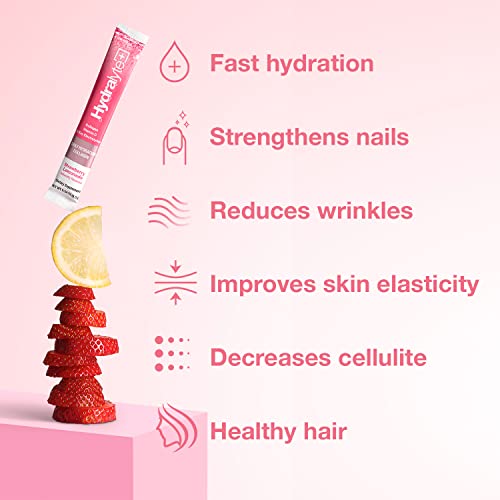 HydraLyte Electrolytes Plus Collagen, Lightly Sparkling Strawberry Lemonade VERISOL Collagen Powder Packets - Clinical Daily Dose of High Grade Collagen with Vitamin C and Zinc (8oz Serving, 12 Count)