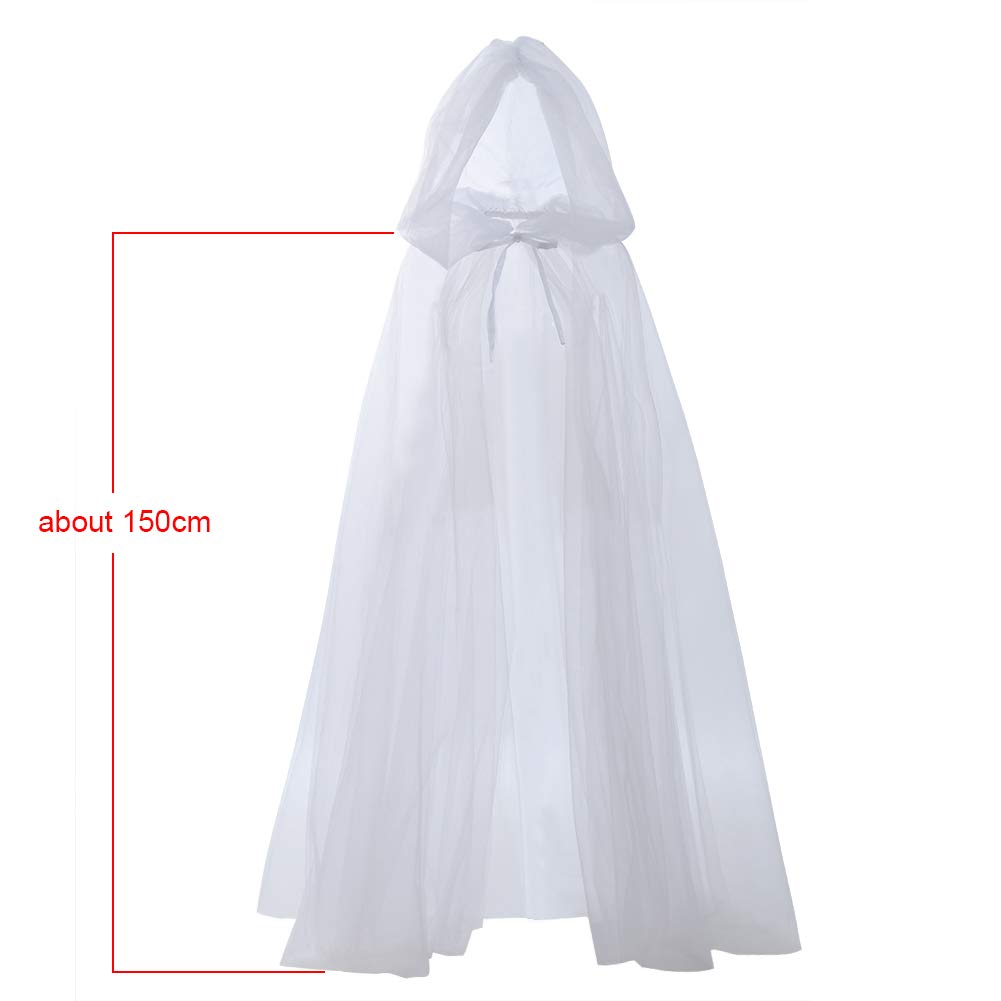 Ghost Costume Haunted Hooded Cape Costume Black Capes for Women Bride Hooded Cape Cloak 59.06 IN (Black)