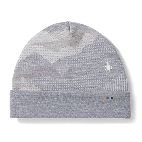 Smartwool Thermal Merino Wool Reversible Cuffed Beanie for Men and Women, Light Gray Mountain Scape, One Size
