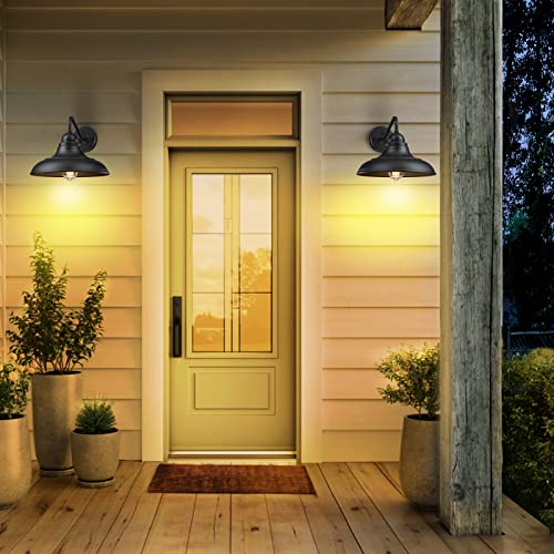 FLQMYQ Outdoor Wall Lights Wall Mount for House Farmhouse Outdoor Wall Sconce Black Outside Wall Lantern Classic Barn Lights Outdoor & Indoor, 12",2 Pack