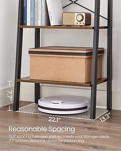VASAGLE ALINRUĀ 5-Tier Bookshelf, Industrial Bookcase and Storage Rack, Wood Look Accent Furniture with Metal Frame, 22.1 x 13.3 x 67.7 Inches, Rustic Brown