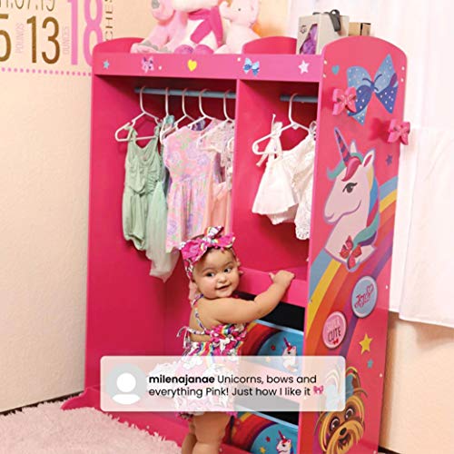 JoJo Siwa Dress and Play Boutique by Delta Children - Pretend Play Costume Storage Wardrobe for Kids with Mirror & Shelves