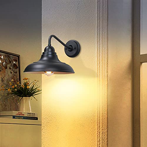 FLQMYQ Outdoor Wall Lights Wall Mount for House Farmhouse Outdoor Wall Sconce Black Outside Wall Lantern Classic Barn Lights Outdoor & Indoor, 12",2 Pack