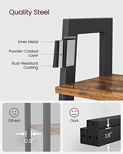 VASAGLE ALINRUĀ 5-Tier Bookshelf, Industrial Bookcase and Storage Rack, Wood Look Accent Furniture with Metal Frame, 22.1 x 13.3 x 67.7 Inches, Rustic Brown