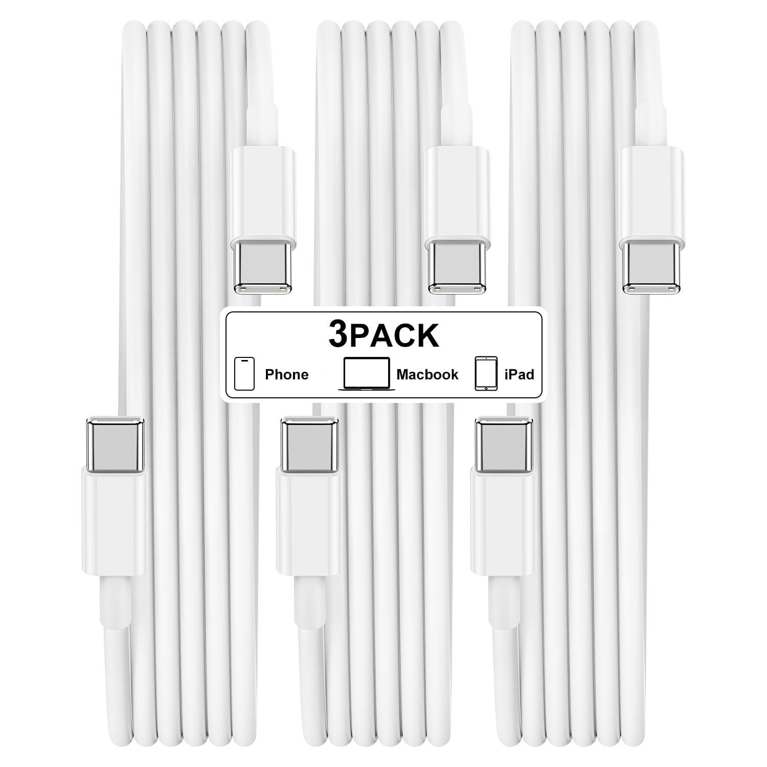 USB C to USB C Charging Cable,3Pack 6ft 60W Type C to Type C Fast Charger Cord for iPhone15/Pro/Max/mini/Plus/iPad Pro, iPad Mini,iPad Max,Air5, MacBook Air,Samsung