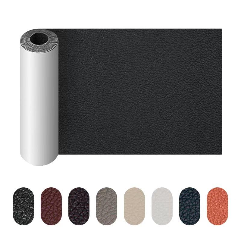 YRTVNOO Premium Self-Adhesive Leather Repair Patch - 35x79 Inches, Waterproof & Durable Leather Repair Tape - Ideal for Furniture, Car Seats, Sofas, Chair - DIY Vinyl Leather Patches Kit, Black