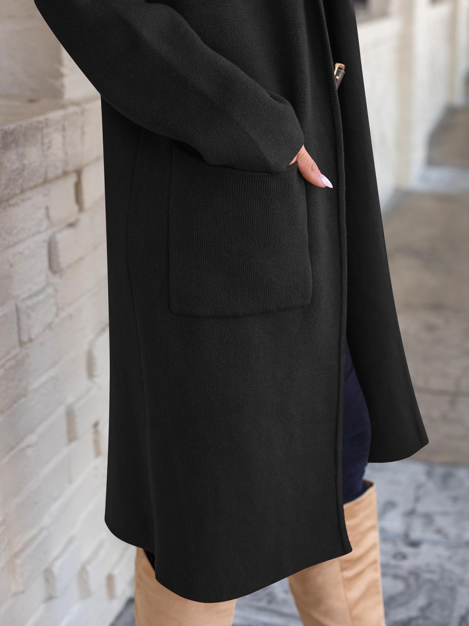 ANRABESS Women's Cardigan Long Sweater Oversized Open Front Knit Duster Coat 2025 Trendy Lady Fall Coatigan Outerwear Black 934heise-XL