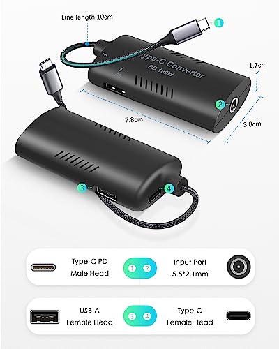 SHNITPWR 100W PD Type C to USB C Adapter, 5V-20V Input to 100W Output, Converts Regular Power Supplies into Fast Chargers