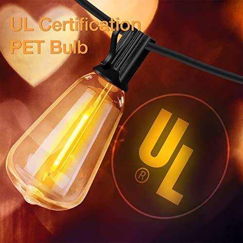DAYBETTER 100ft Solar Outdoor String Lights Waterproof, ST38 Globe Led Patio Lights with 24 Edison Bulbs, Weatherproof Plastic Outdoor Lights for Yard Porch Bistro