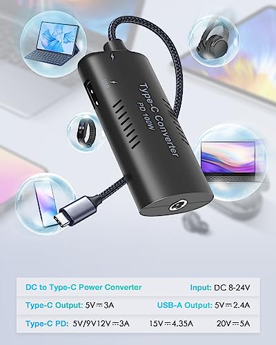 SHNITPWR 100W PD Type C to USB C Adapter, 5V-20V Input to 100W Output, Converts Regular Power Supplies into Fast Chargers