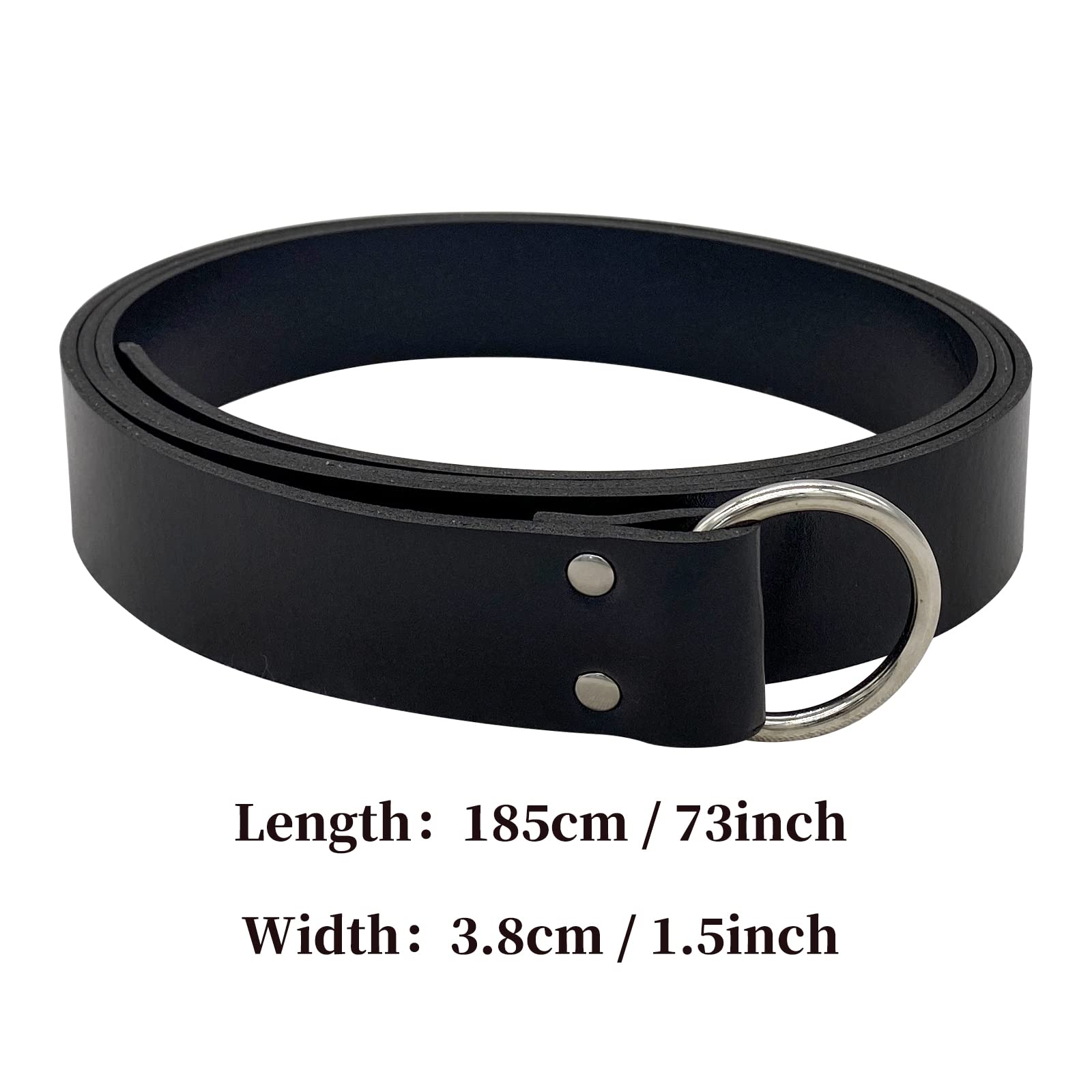 HiiFeuer Medieval PU Leather Ring Belt, Retro Renaissance Rivets Belt for LARP, Ren Faire & Parties (Black A)
