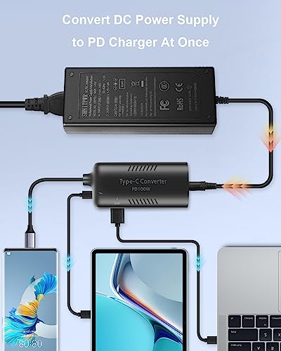 SHNITPWR 100W PD Type C to USB C Adapter, 5V-20V Input to 100W Output, Converts Regular Power Supplies into Fast Chargers
