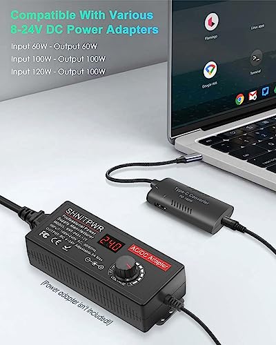 SHNITPWR 100W PD Type C to USB C Adapter, 5V-20V Input to 100W Output, Converts Regular Power Supplies into Fast Chargers