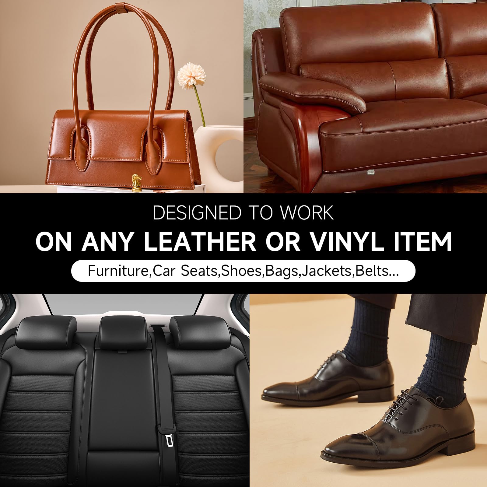 SANPAIR Leather Recoloring Balm - Medium Brown Leather Color Restorer and Scratch Remover for Couches