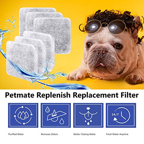 MyfatBOSS Dog Water Filter Replacement, Dog Water Bowl Filter, Pet Water Filter Compatible with Petmate Replendish Mason Automatic Gravity Waterer Bowls for Cats and Dogs, 6 Pack