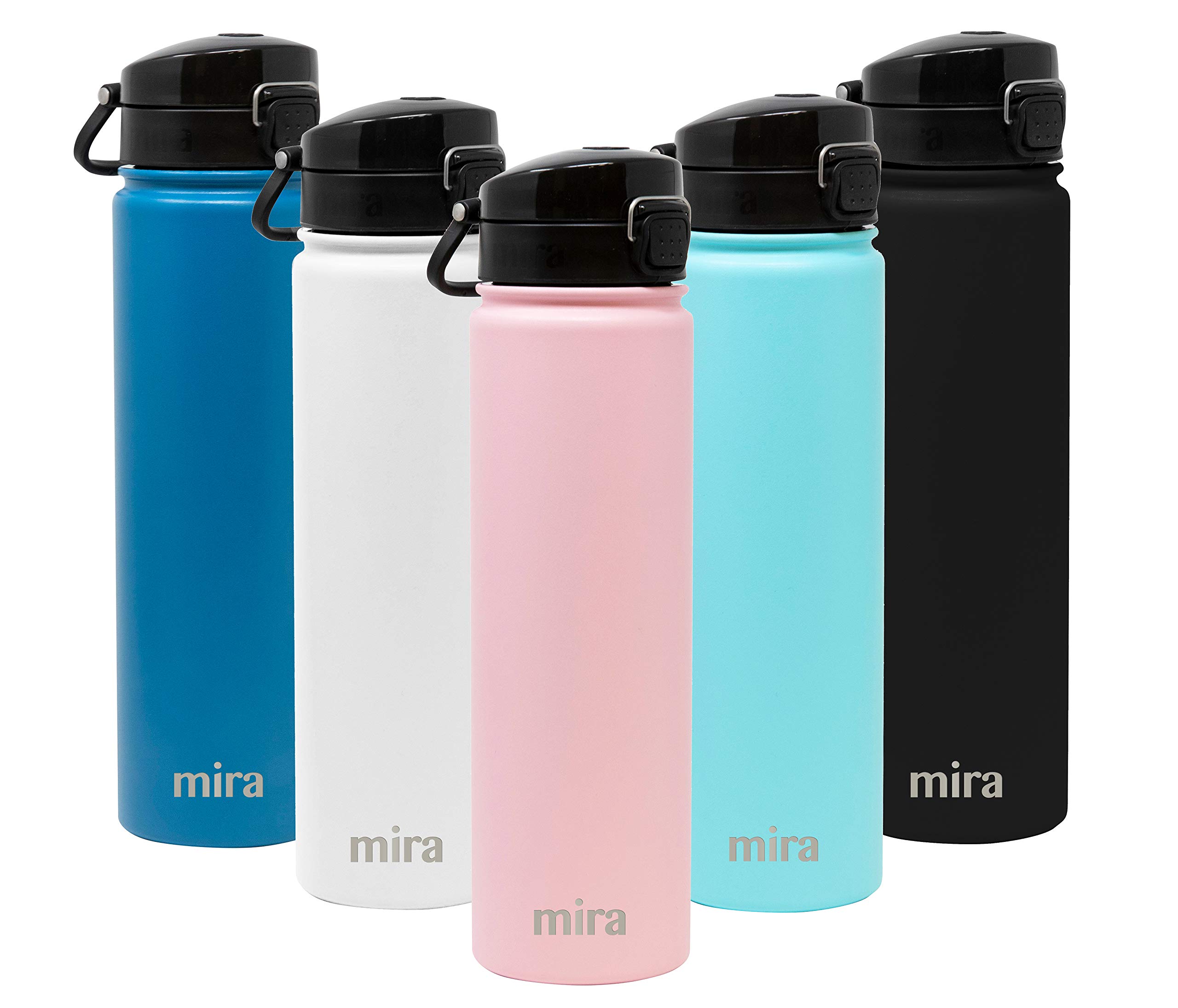 MIRA Stainless Steel Water Bottle - Hydro Vacuum Insulated Metal Thermos Flask Keeps Cold for 24 Hours, Hot for 12 Hours - BPA-Free One Touch Spout Lid Cap - 24 oz (710 ml) Rose Pink