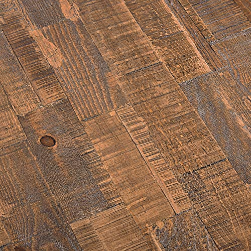 P PURLOVE Easy Assembly Hillside Rustic Natural Coffee Table with Storage Shelf for Living Room (Brown)