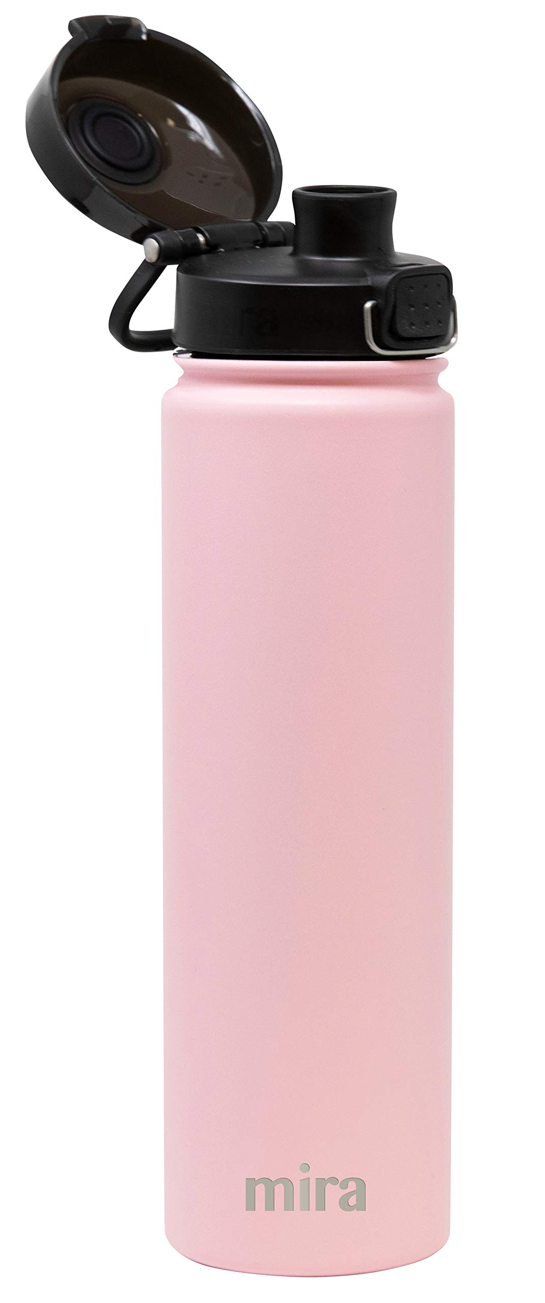MIRA Stainless Steel Water Bottle - Hydro Vacuum Insulated Metal Thermos Flask Keeps Cold for 24 Hours, Hot for 12 Hours - BPA-Free One Touch Spout Lid Cap - 24 oz (710 ml) Rose Pink