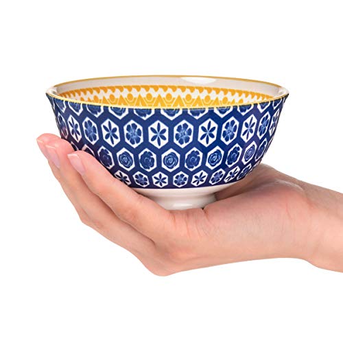 Annovero Ice Cream Bowls, Small Porcelain Serving Dish Set for Salad, Cereal, Dessert, Salsa, Side Dishes, Prep, Dipping, Rice, Sauce, Charcuterie Board, 10 Fluid Ounce Capacity, Set of 6 Ceramic Bowl