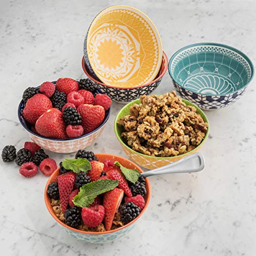 Annovero Ice Cream Bowls, Small Porcelain Serving Dish Set for Salad, Cereal, Dessert, Salsa, Side Dishes, Prep, Dipping, Rice, Sauce, Charcuterie Board, 10 Fluid Ounce Capacity, Set of 6 Ceramic Bowl