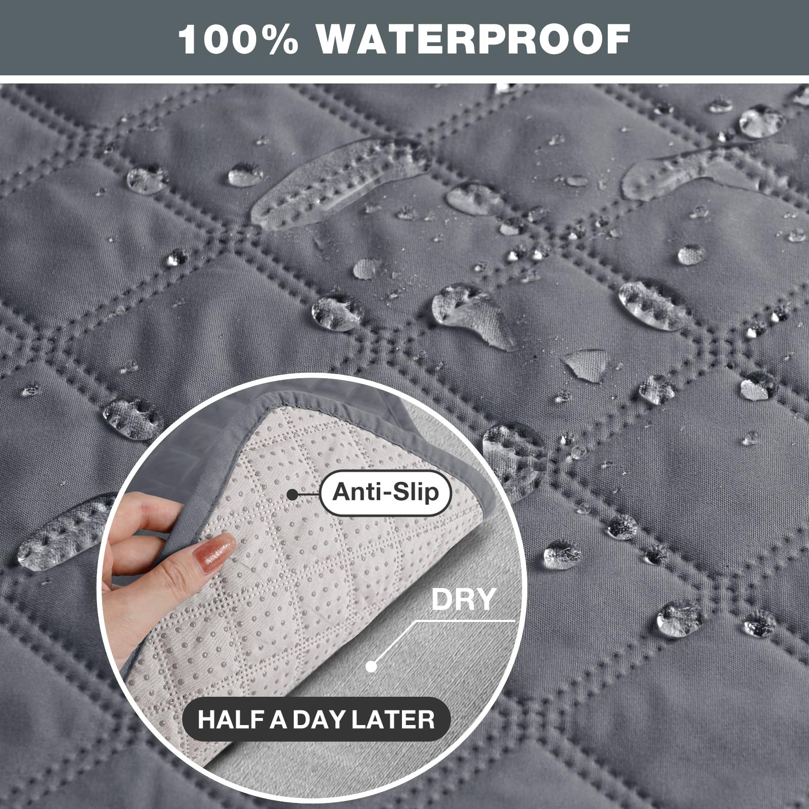 TAOCOCO Anti-Slip Recliner Sofa Cover Couch Covers for Leather Recliner Sofa, Pet Cover for Recliner Sofa, Washable Reclining Furniture Protector with Elastic Straps(3 Seater, Dark Grey)