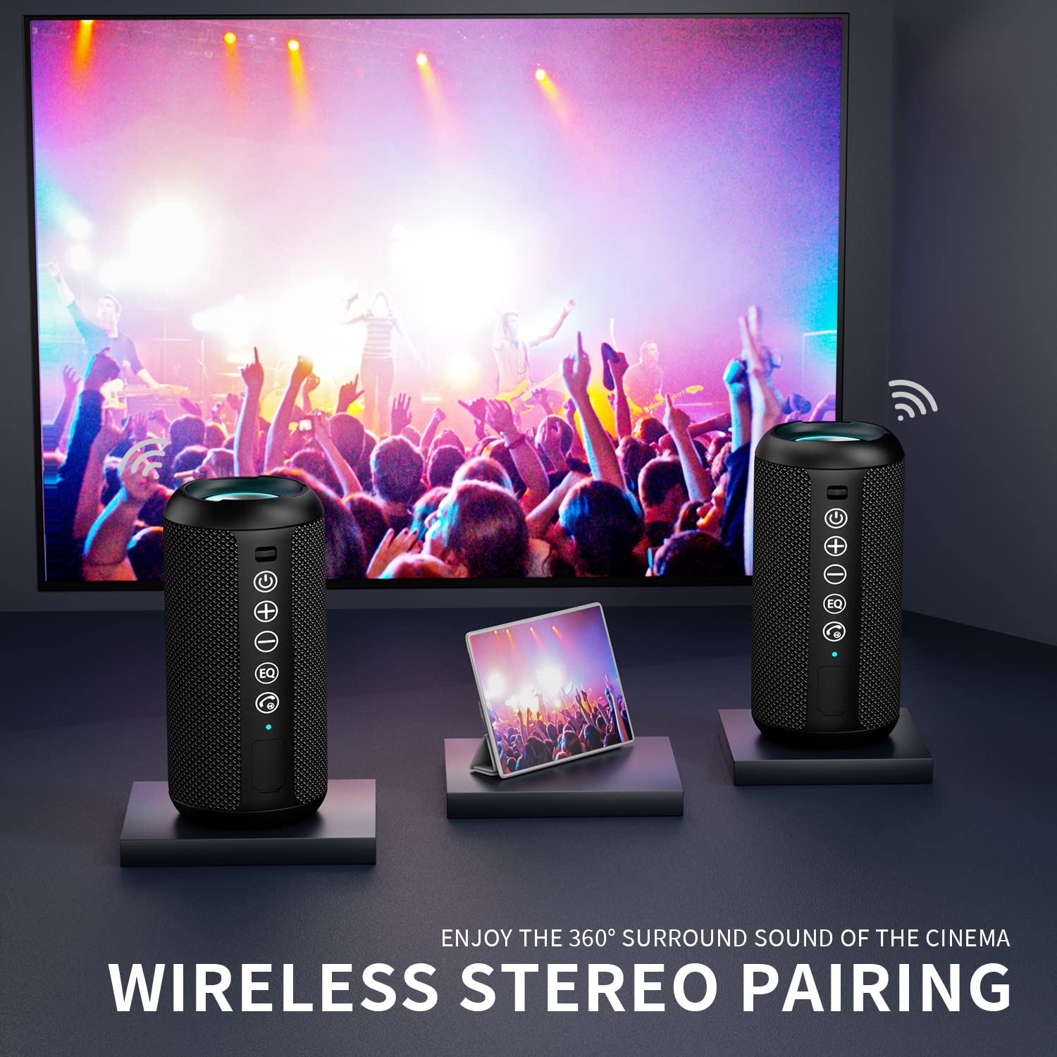 Ortizan Portable Bluetooth Speaker, IPX7 Waterproof Wireless Speaker with 24W Loud Stereo Sound, Outdoor Speakers with Bluetooth 5.0, 30H Playtime, 66ft Bluetooth Range, Dual Pairing for Home, Party