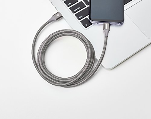 Amazon Basics USB-C to USB-A 3.1 Gen 1 Fast Charger Cable, Nylon Braided Cord, 5Gbps High-Speed for Apple iPhone 16/15, iPad, Samsung Galaxy, Tablets, Laptops, 6 Foot, Dark Gray