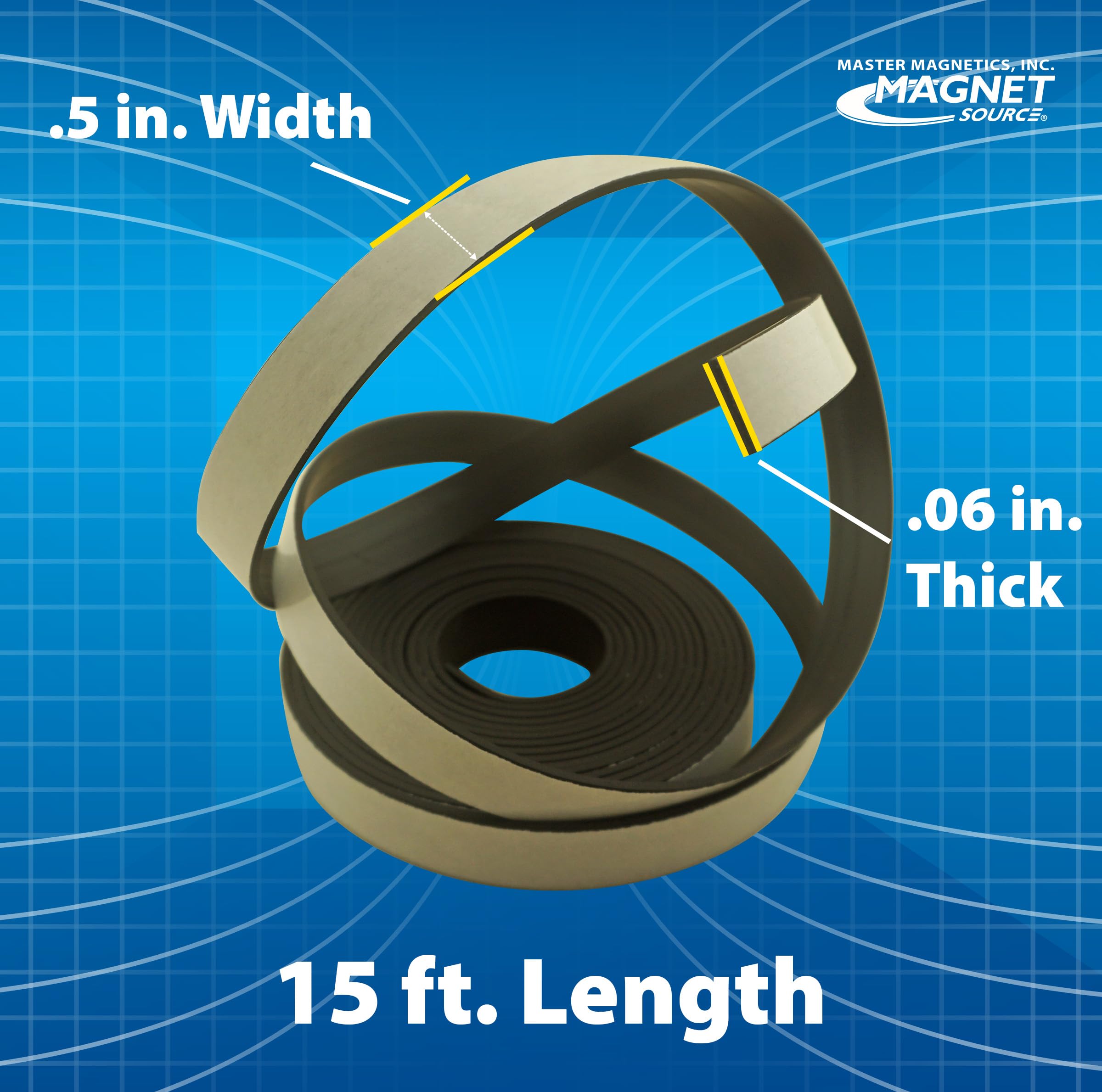 Master Magnetics - B005HYDC68 Roll-N-Cut Flexible Magnetic Tape Refill - 1/16" Thick x 1/2" Wide x 15 feet. (1 roll), 07518