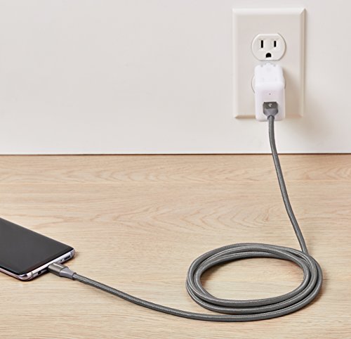 Amazon Basics USB-C to USB-A 3.1 Gen 1 Fast Charger Cable, Nylon Braided Cord, 5Gbps High-Speed for Apple iPhone 16/15, iPad, Samsung Galaxy, Tablets, Laptops, 6 Foot, Dark Gray