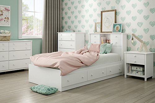 South Shore 39'' Little Smileys Mates Bed with 3 Drawers, Twin, Pure White