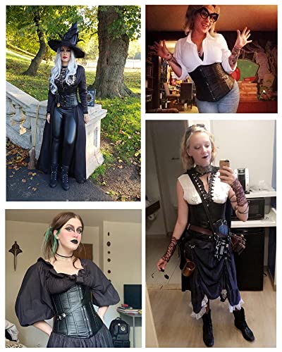 SHAPERX Womens Steampunk Gothic Steel Boned Underbust Waist Training Corsets,SZ1866-Black-S