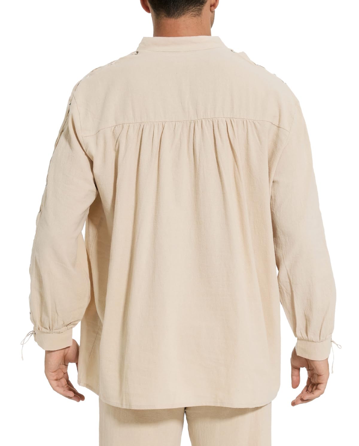 RYCUZYNU Elefan Cornelia Underwear Men's Loose Linen Medieval Gothic Renaissance Shirt Long Sleeve Pirate Mercenary Costume X-Small Beige