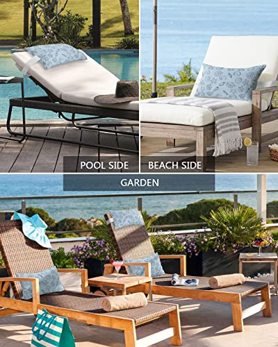 Recliner Head Pillow Ledge Loungers Chair Pillows with Insert Ocean Animals Shells Starfish Graffia Style Blue Background Lumbar Pillow with Adjustable Strap Patio Cushion for Sofa Bench Couch, 2 PCS