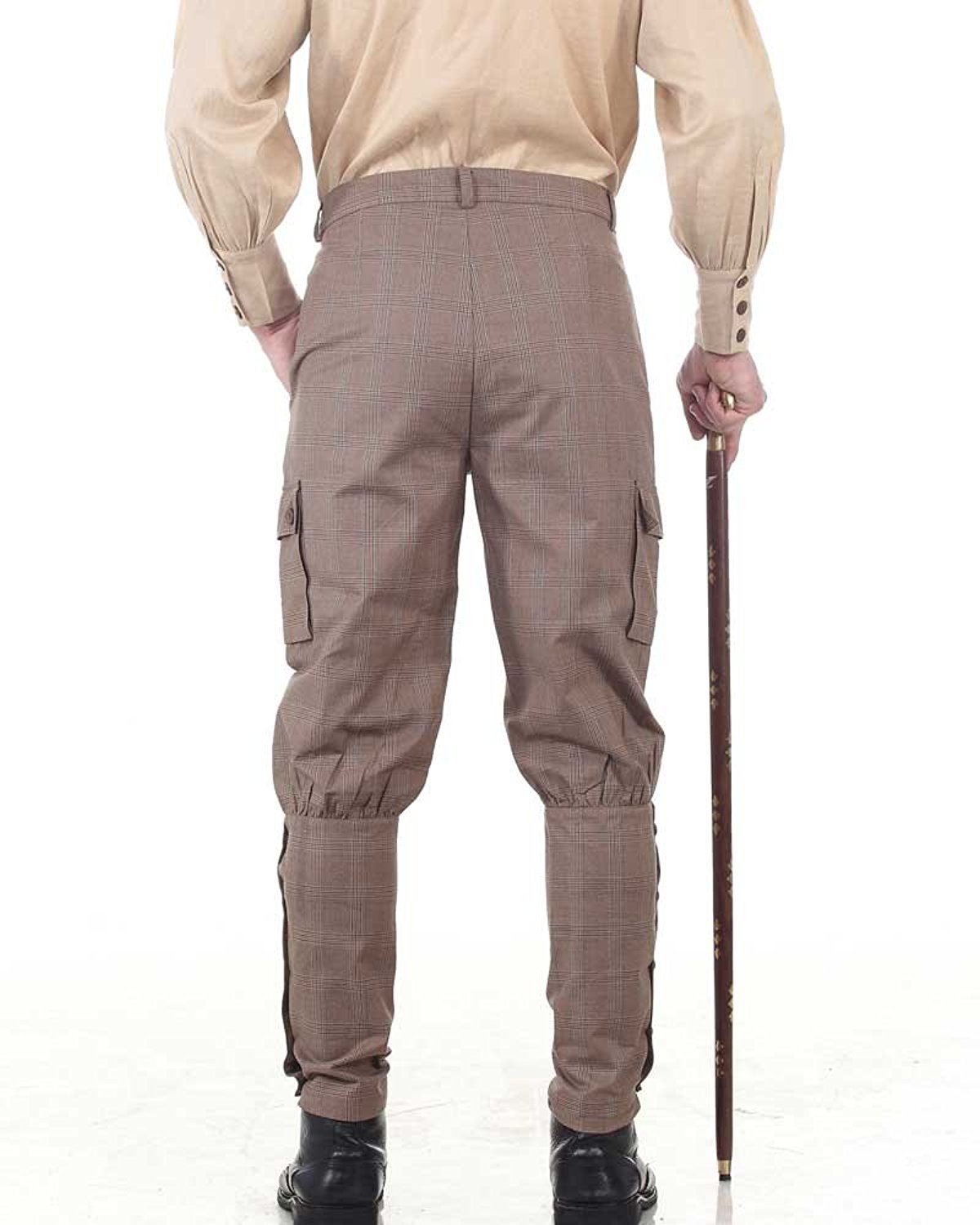 ThePirateDressing Steampunk Victorian Costume Airship Pants Trousers -Checkered (Small)