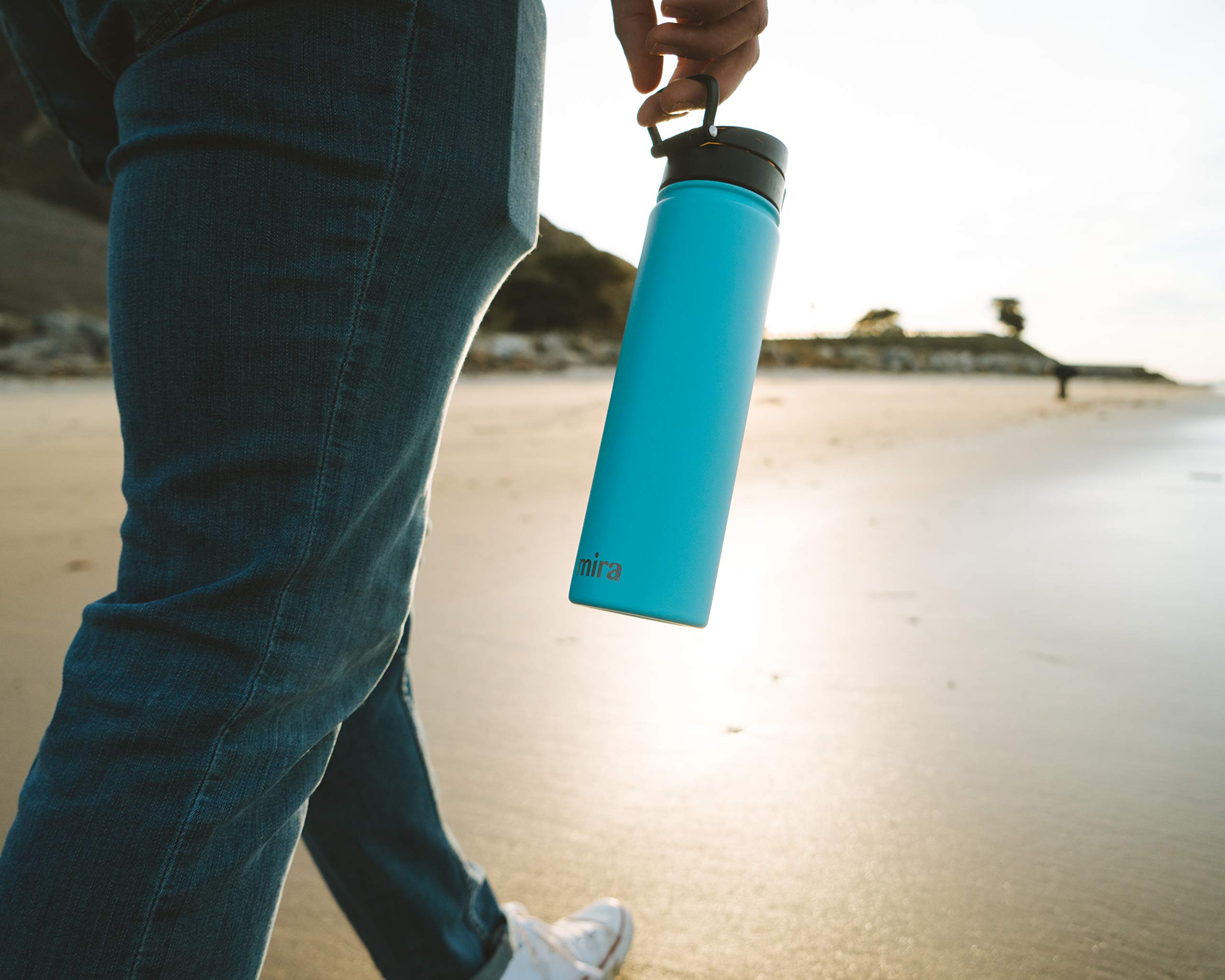 MIRA Stainless Steel Water Bottle - Hydro Vacuum Insulated Metal Thermos Flask Keeps Cold for 24 Hours, Hot for 12 Hours - BPA-Free One Touch Spout Lid Cap - 24 oz (710 ml) Rose Pink