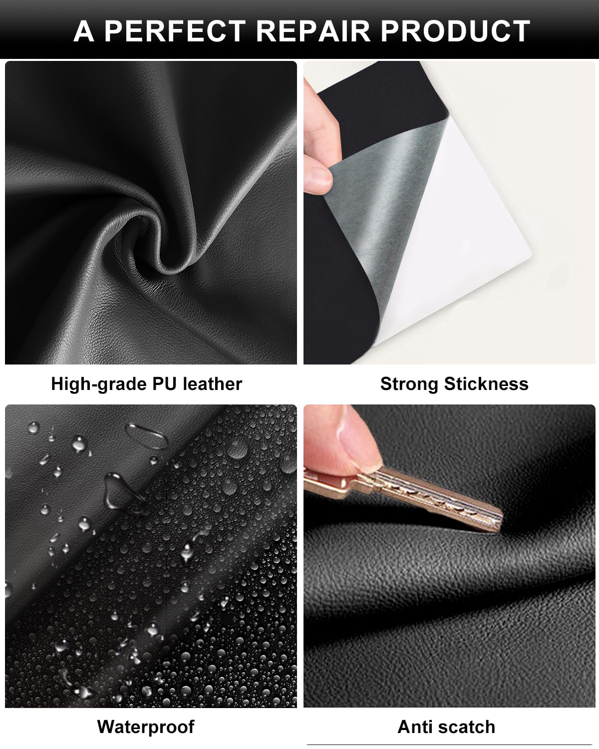 Numola Leather Repair Patch 4×60 inch Strong Adhesive Repair Tape, Anti Scratch Stick On Patch for Couch, Sofas, Car Seat, DIY Upholstery, Handbags, Jackets(Dark Brown)