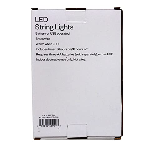 Room Essentials 90ct Extended LED Fairy Lights, 30 ft Gold Color Starry String with Copper Wire, USB or Battery Powered (1)