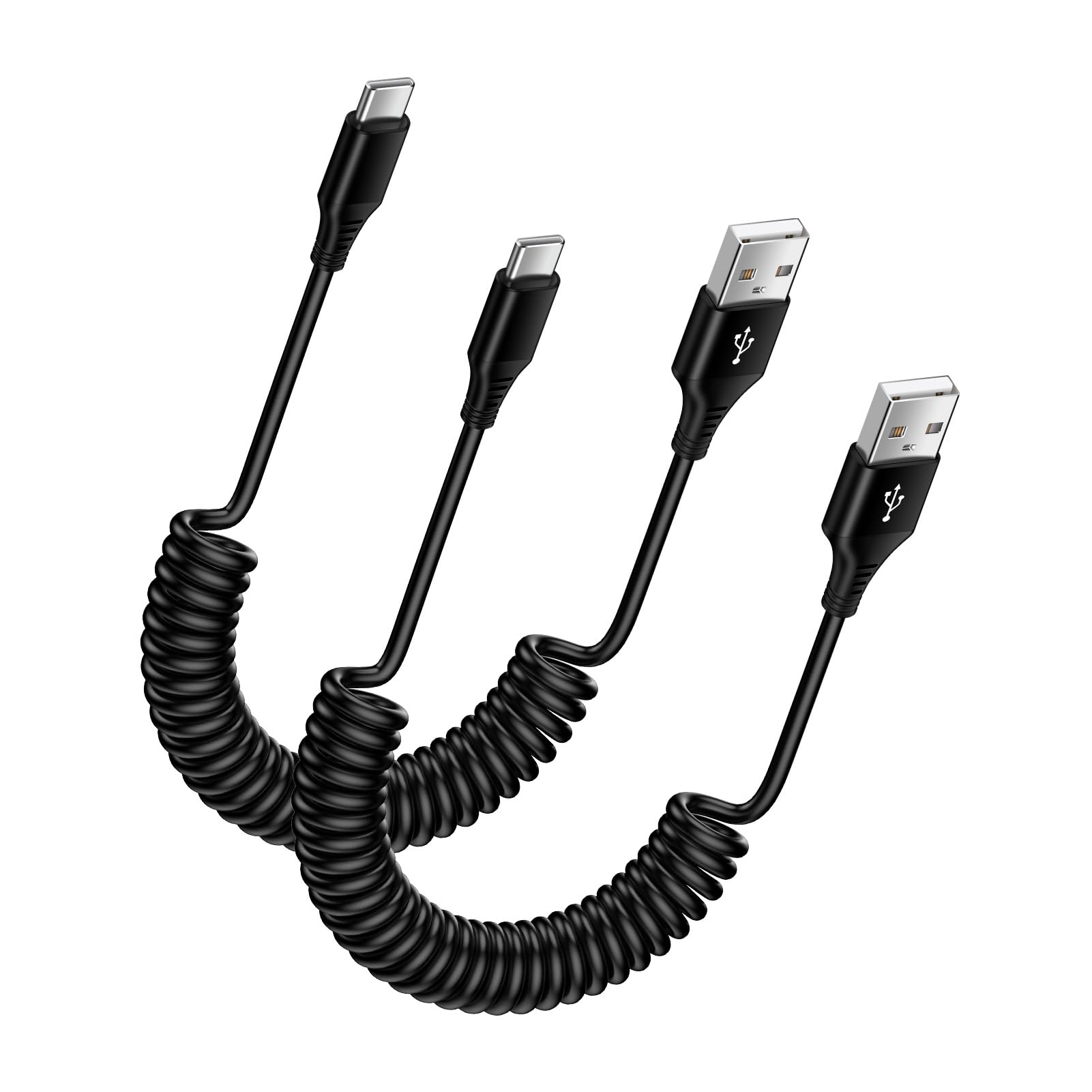 USB Type C Cable for iPhone 16/15/15 Pro/15 Pro Max/15 Plus,Android Auto Retractable Fast Charging Coiled Car Cord 3FT for Samsung Galaxy A54 5G A15 S24 Ultra A35 A14 S23 A53,Google Pixel 9 Pro 8a 7 6