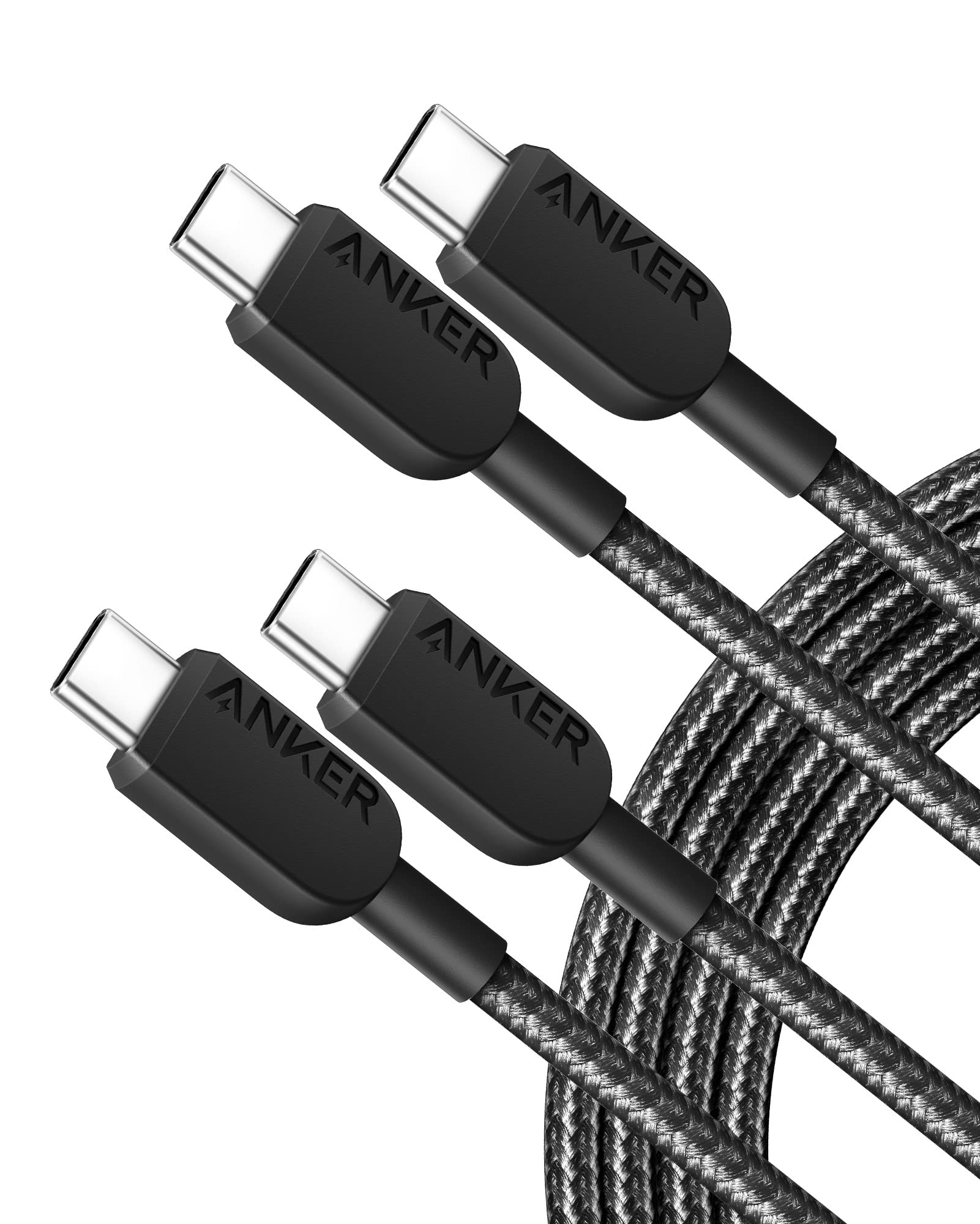 Anker USB C to USB C Cable,Type C charger Fast Charging Cord (6FT,2Pack) for iPhone 16/15 Series,iPad Air 4,MacBook Pro 2022 and More (USB 2.0,Black)
