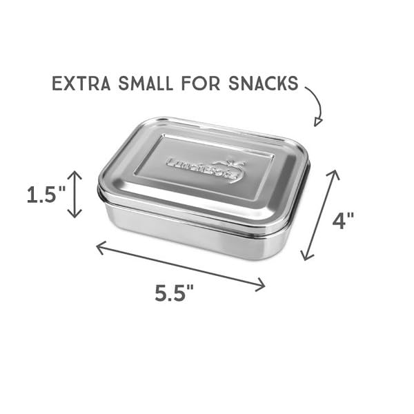 LunchBots Small Protein Packer Toddler Bento Box - Extra Small Divided Stainless Steel Snack Container - 4 Sections for 1-2oz of Nuts, Meat, Cheese, Finger Foods - Dishwasher Safe - Stainless Lid