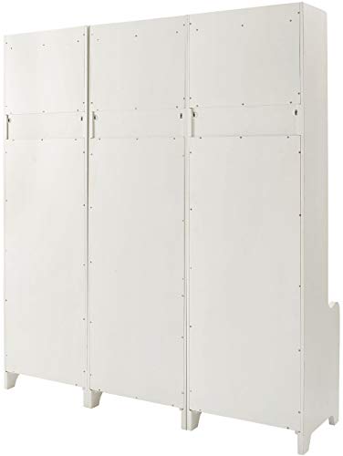 Crosley Furniture Fremont Tower Entryway Hall Tree with Storage (Set of 3), Distressed White