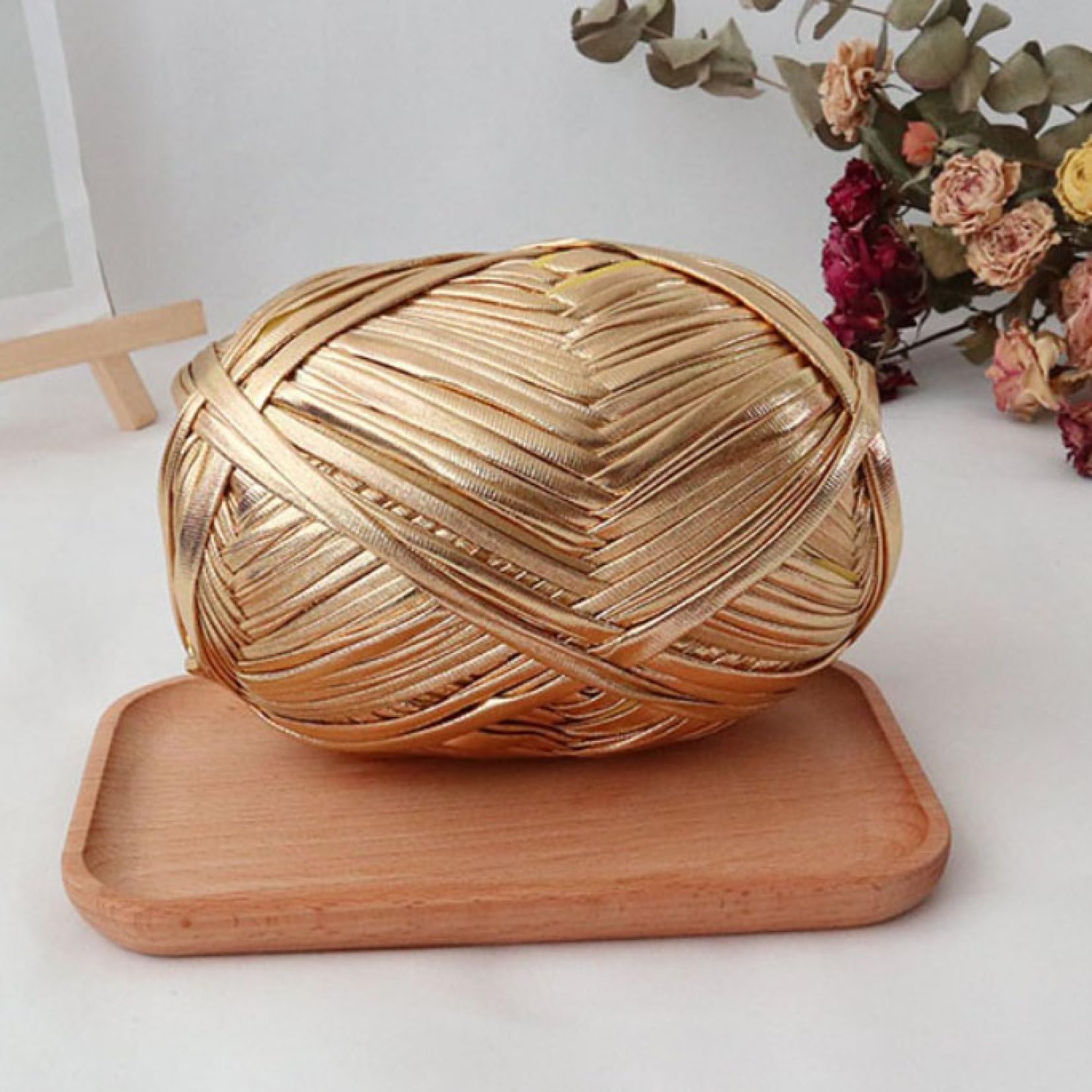 200g Metallic Yarn Crochet Knitting Needlework Weaving Fancy Thick Cloth Wool Shinny Gold Silver Purse Handbag DIY